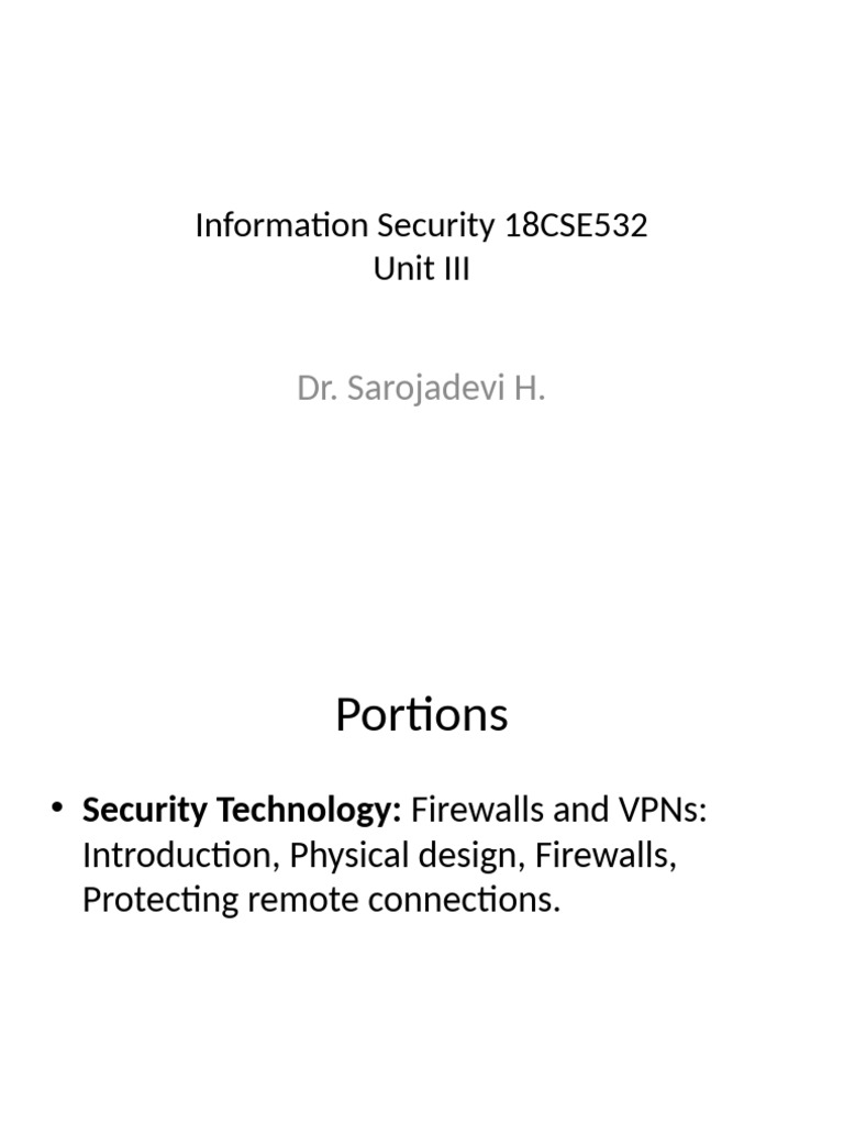 Info - Security U3 Ch. 6 Security Technology Firewalls & VPNs | PDF | Firewall (Computing ...