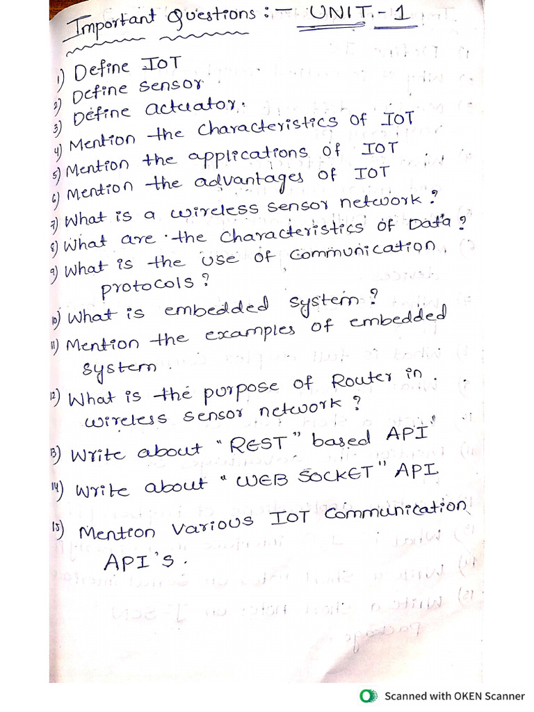 IOT Important Questions | PDF