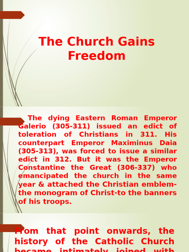 The Church Gains Freedom | PDF | Constantine The Great | Pope
