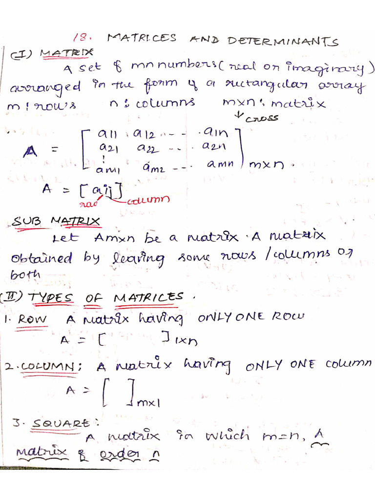 Matrices-Jee Formulas | PDF