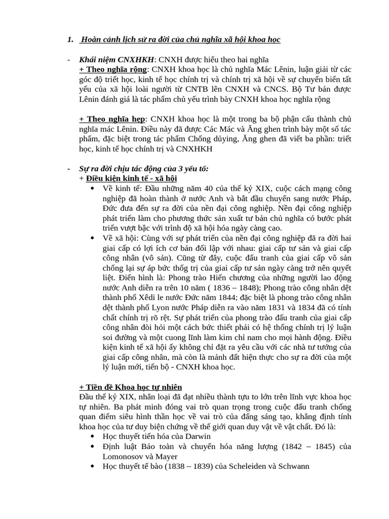 ĐỀ CƯƠNG ÔN TẬP CNKHXH | PDF