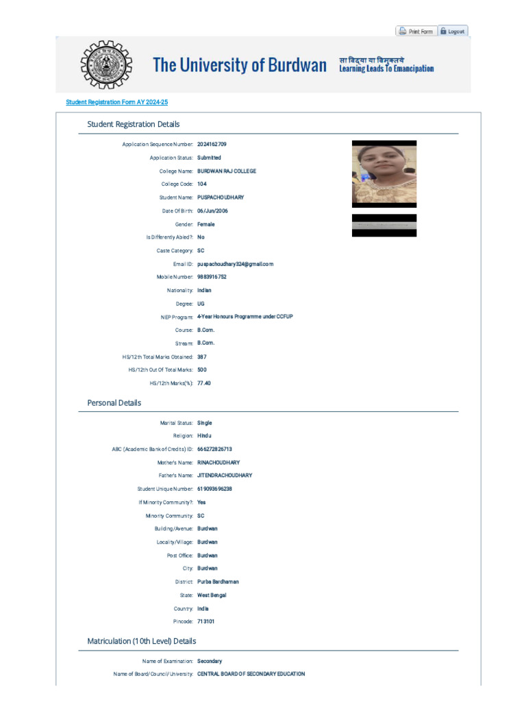 NEP Registration Form | PDF | Educational Stages