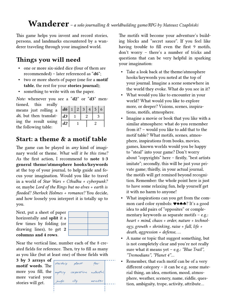 Wanderer v1.3 | PDF | General Fiction