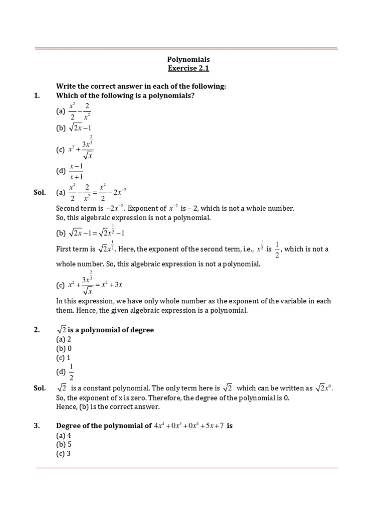CH 2 | PDF | Polynomial | Mathematical Objects