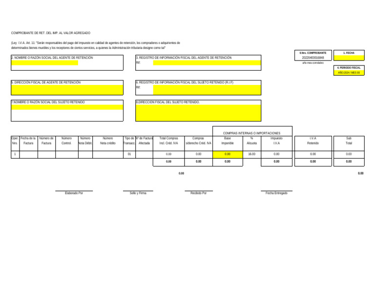 Formato Retencion Iva | PDF | Impuesto al valor agregado | Factura