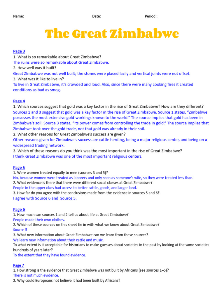 Great Zimbabwe: Society and Significance | PDF | Zimbabwe