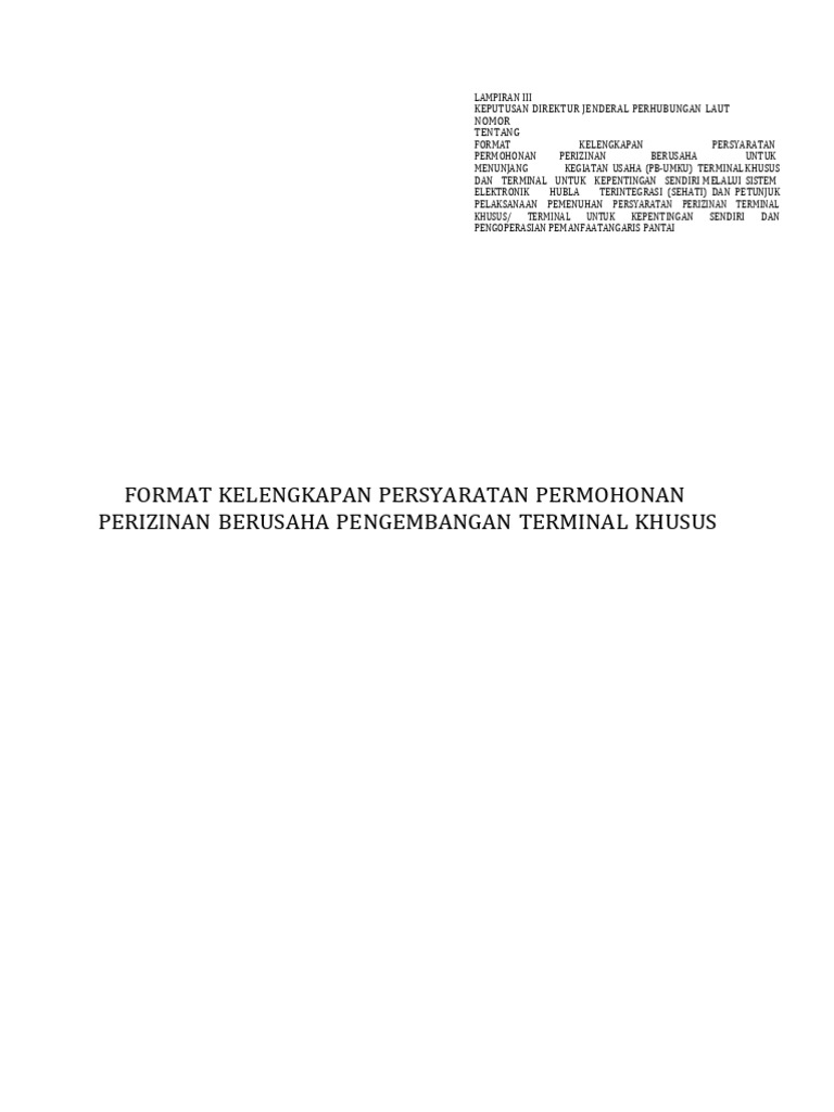 Contoh Surat Izin Terminal Khusus | PDF