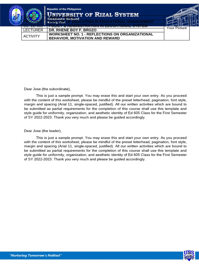 Worksheet No. 1 Template EDUC 605 | PDF | Career & Growth | Science ...