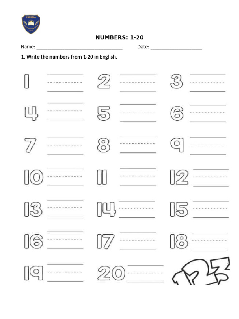 Number Writing and Recognition Activity | PDF