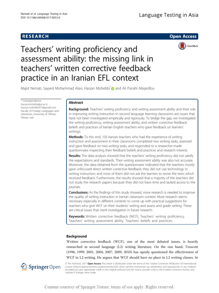 Teachers' Writing Proficiency in EFL | PDF | Second Language | Teachers