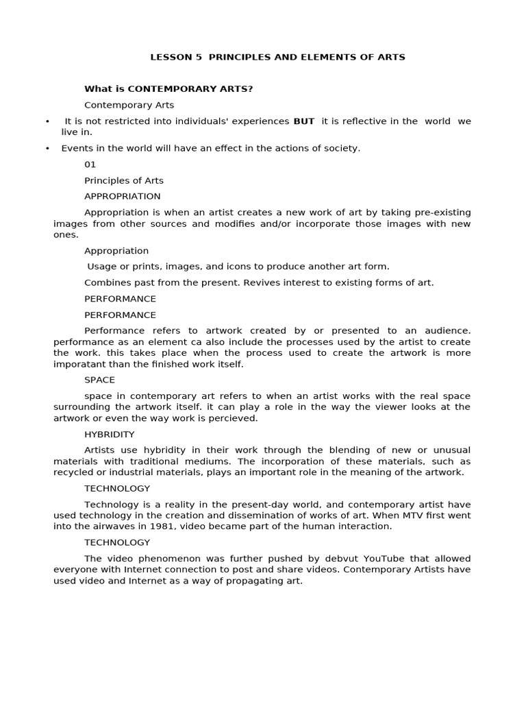 Lesson 5 Principles and Elements of Arts | PDF | Shape | Color