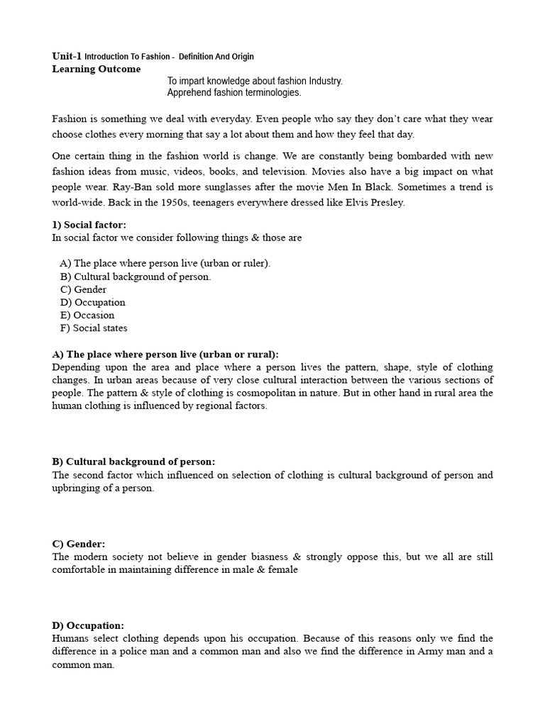 Introduction to Fashion Concepts | PDF | Color | Retail