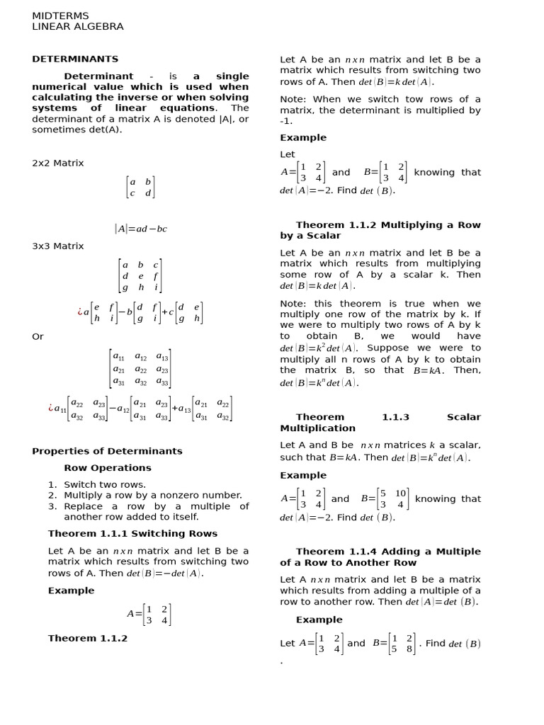 Determinants Cofactor Adjoint Inverse Eigenvectors Characteristic ...