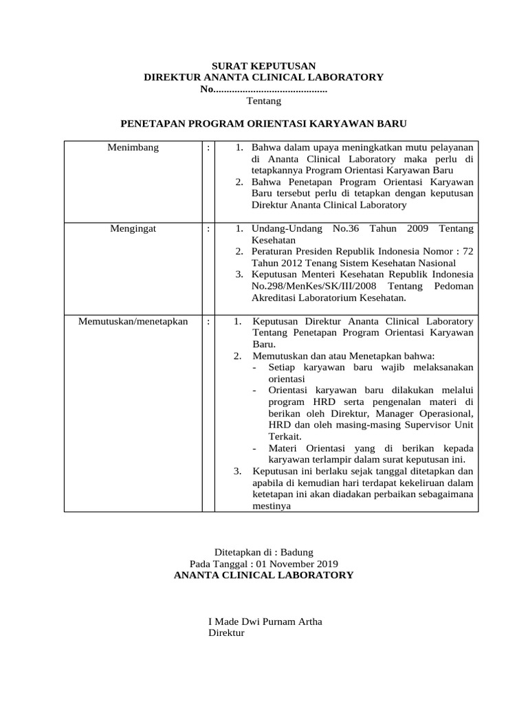 Sk-Program Orientasi Karyawan Baru | PDF | Karier & Perkembangan | Bisnis