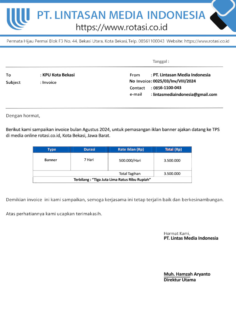 Invoice Non PKP Bukti Tayang | PDF