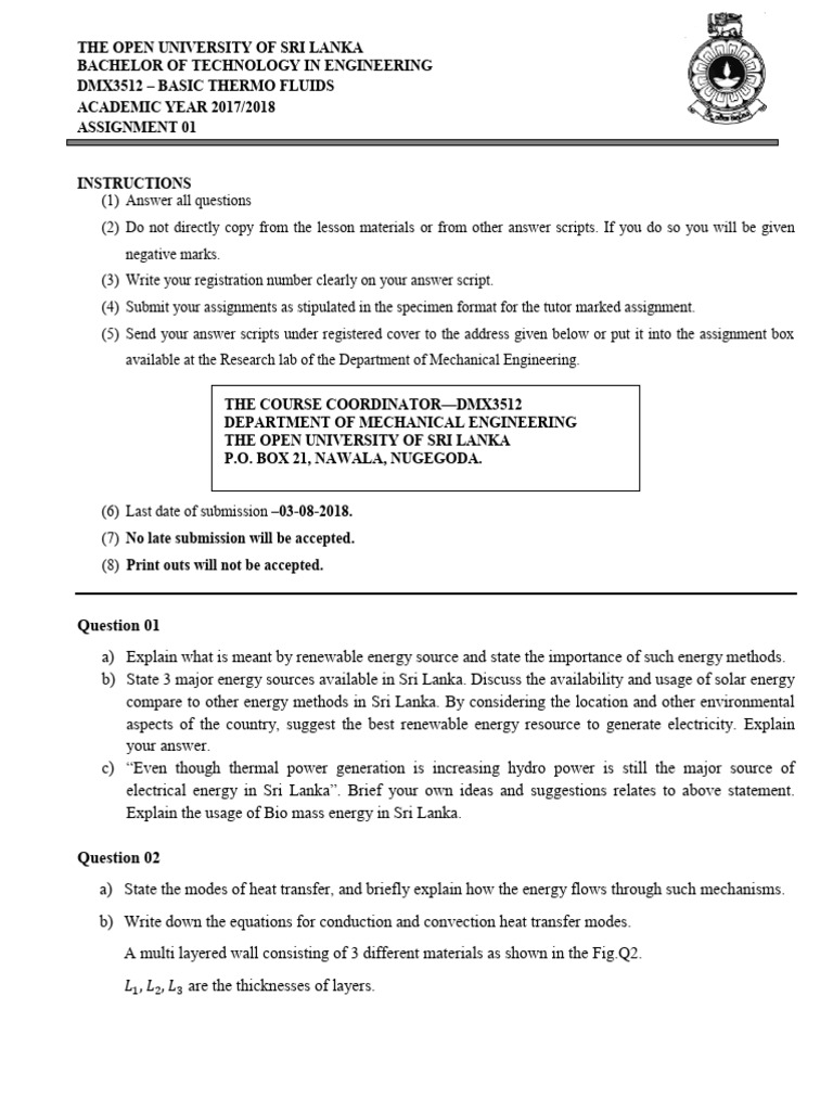 DMX3512 Tma 1 - 2018 | PDF | Heat Transfer | Combustion