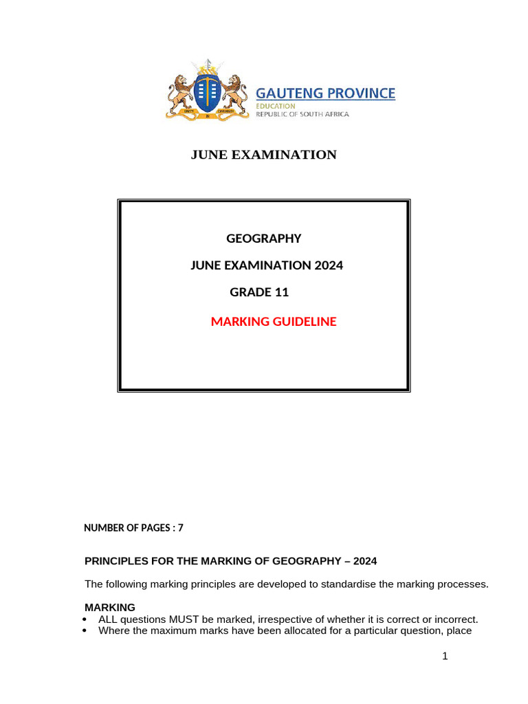 Grade 11 Geography Exam Marking Guide | PDF | Rock (Geology) | Rain