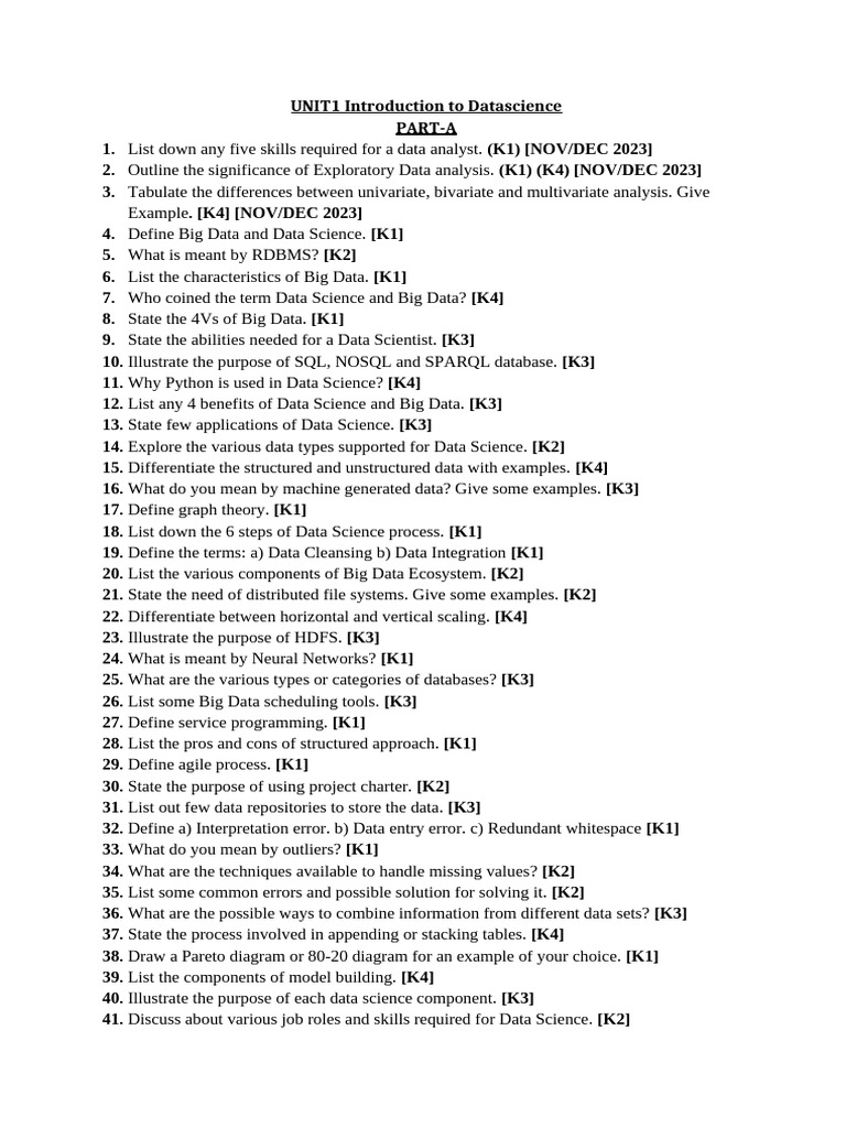 UNIT1 Introduction To Datascience Upload | PDF | Technology & Engineering