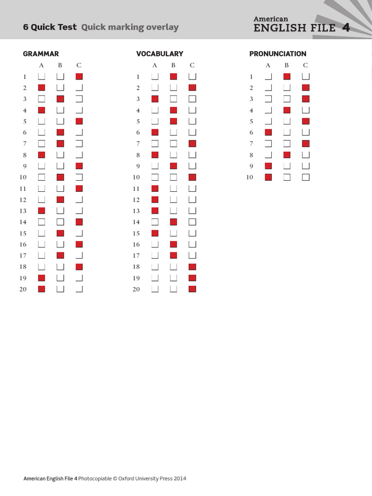 AEF4-File6-Quick-Test-Answer-Key (WWW - Languagecentre.ir) | PDF