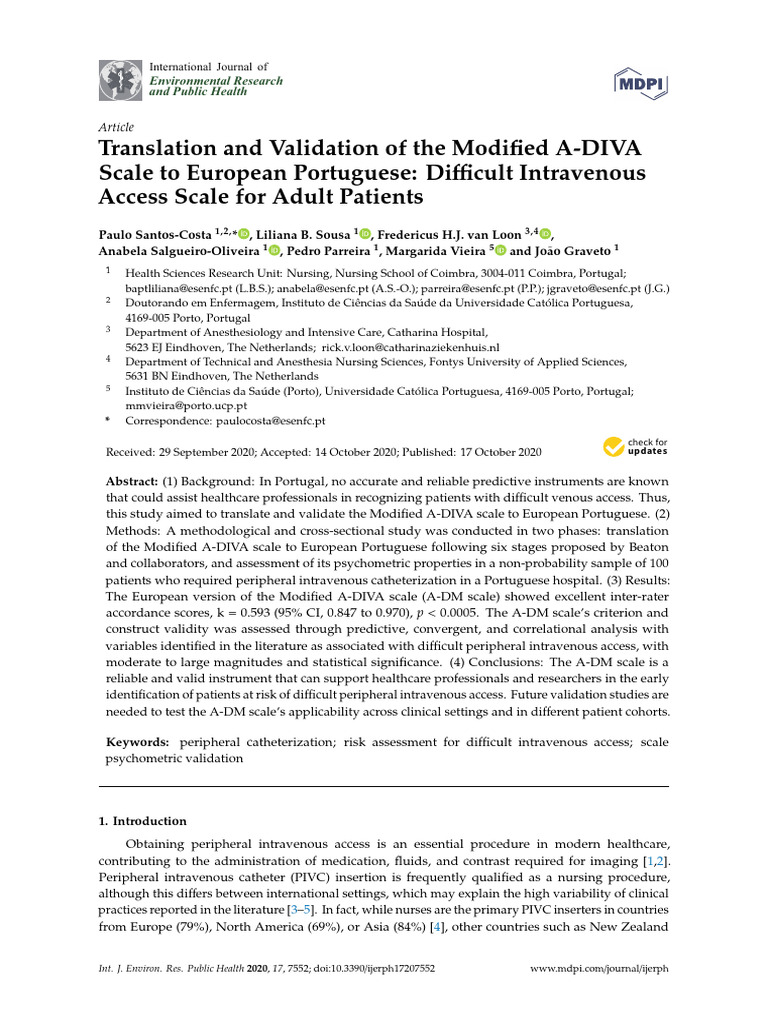 Validation of A-DIVA Scale in Portuguese | PDF | Portugal | Medical ...