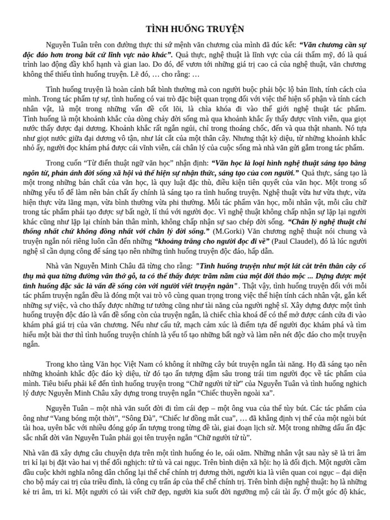 NLVH HSG VỀ TÌNH HUỐNG TRUYỆN TRONG CHỮ NGƯỜI TỬ TÙ VÀ CHIẾC THUYỀN NGOÀI XA | PDF