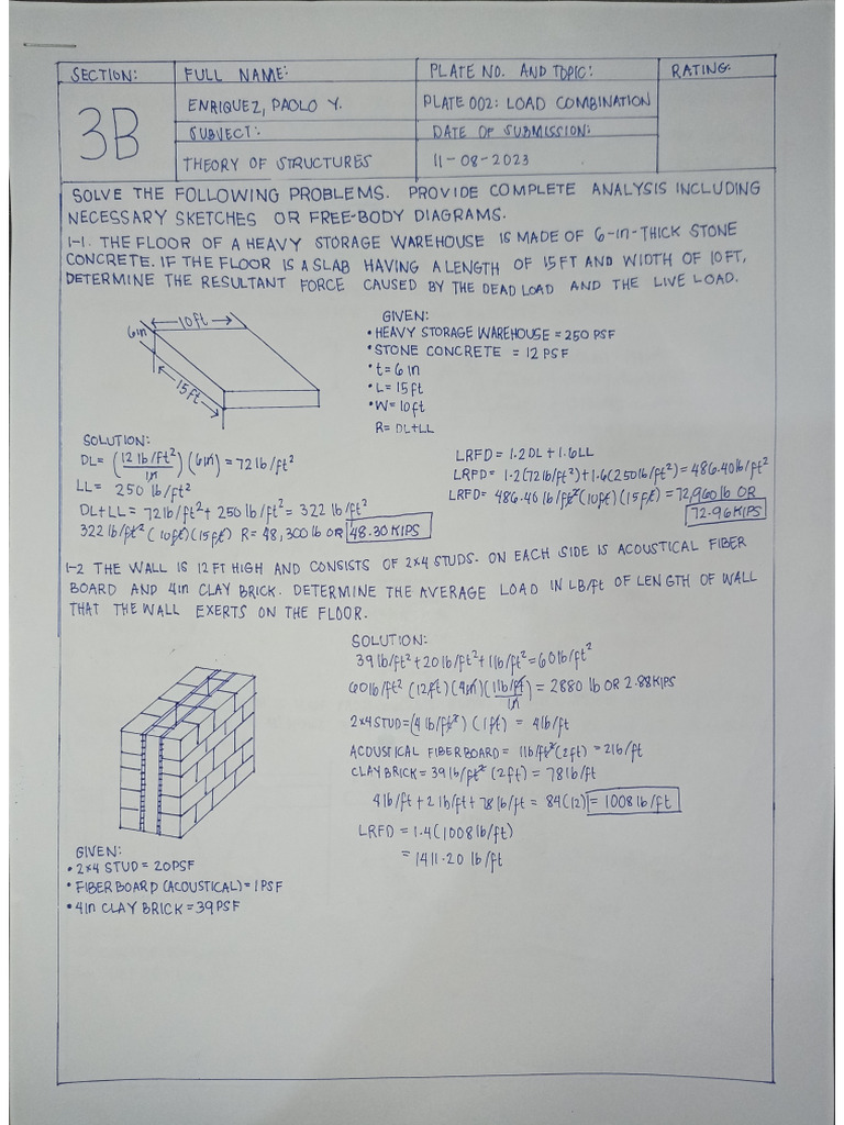 Plate 002 Load Combination | PDF