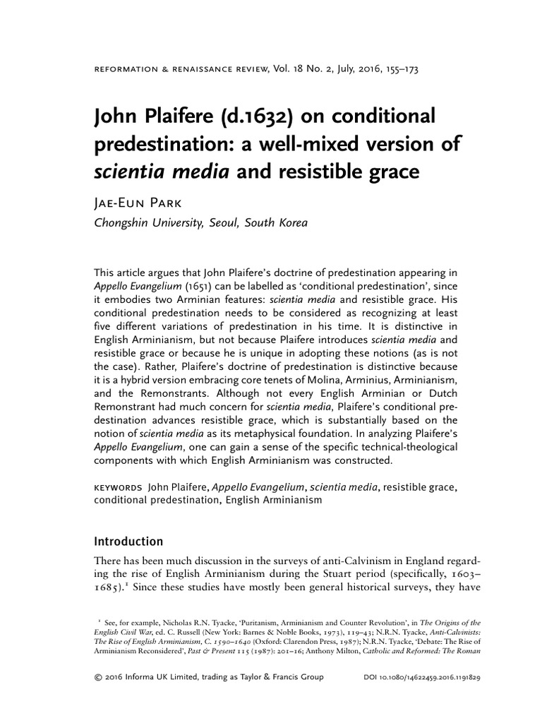 John Plaifere's Conditional Predestination | PDF | Predestination ...