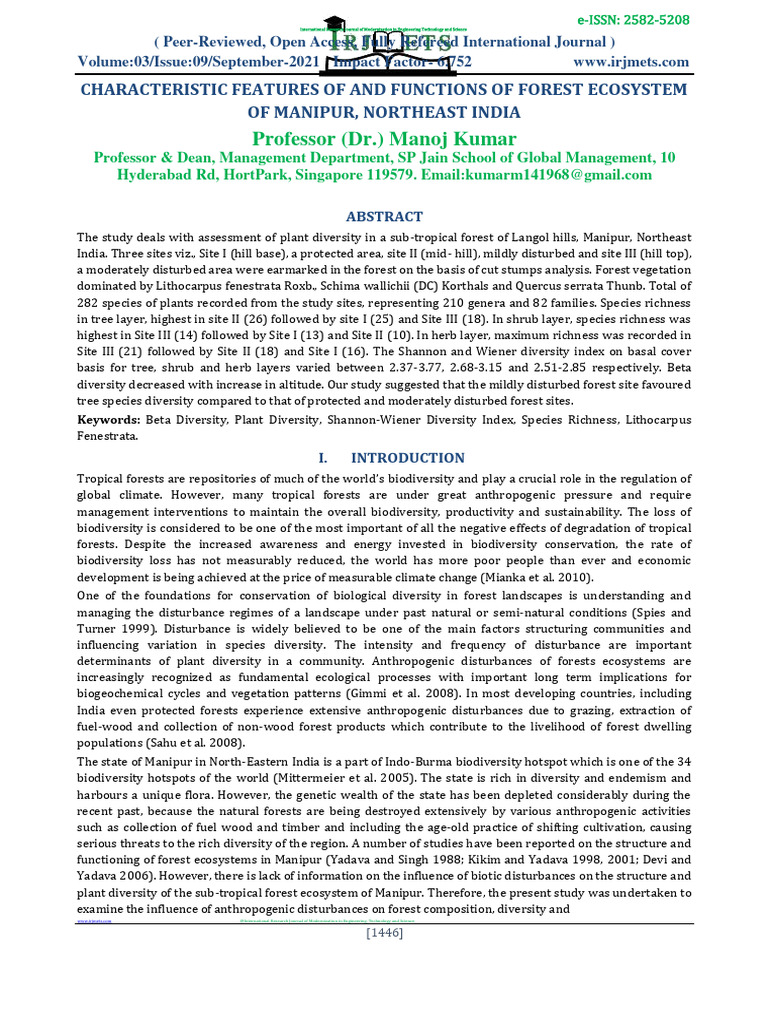 Forest Ecosystem | PDF | Biodiversity | Human Impact On The Environment