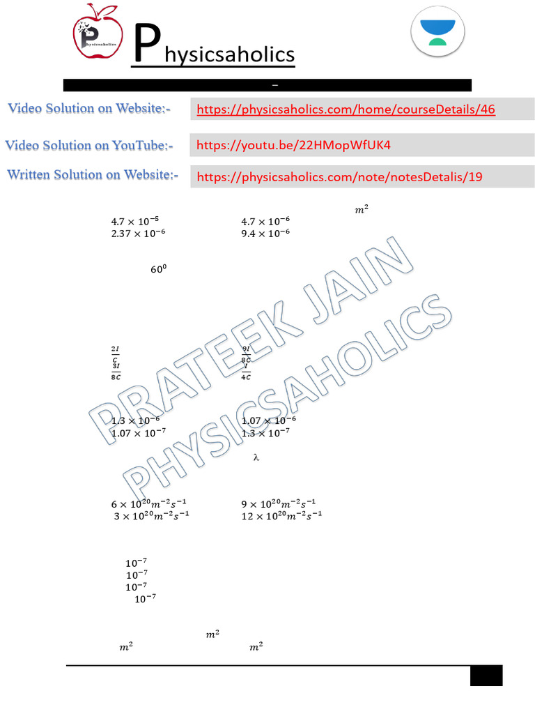 DPP-2 (JEE Main) Modern Physics - PEE - Radiation Pressure | PDF ...