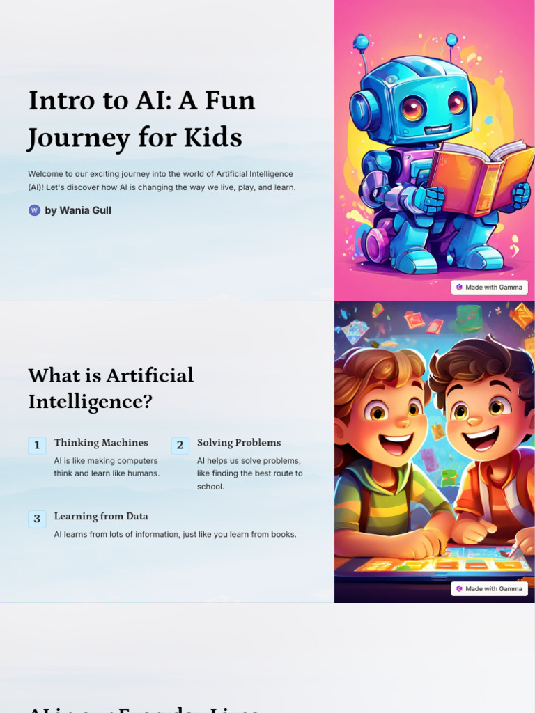 Intro To AI A Fun Journey For Kids | PDF