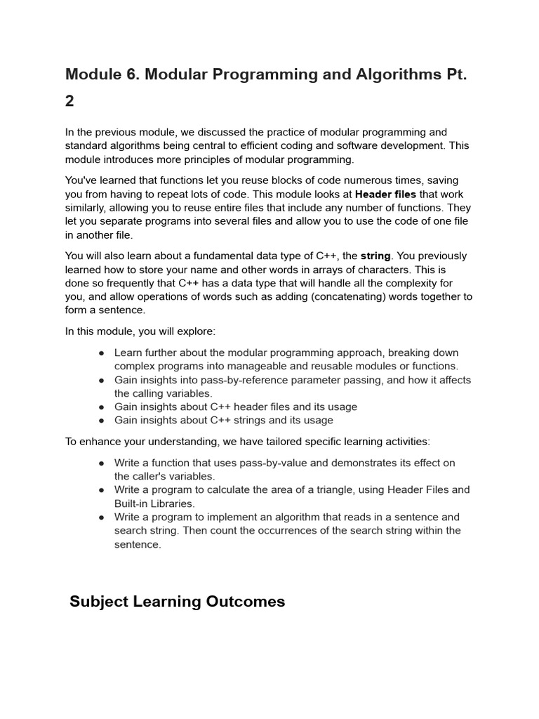 Modular Programming and Algorithms II | PDF | C++ | String (Computer ... Modular Programming and Algorithms II | PDF | C++ | String (Computer ...