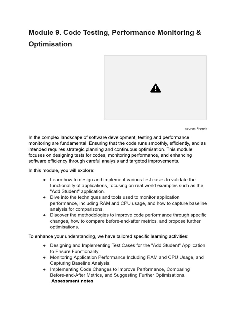 Testing Performance Monitoring And Optimisation Pdf Software Testing Program Optimization