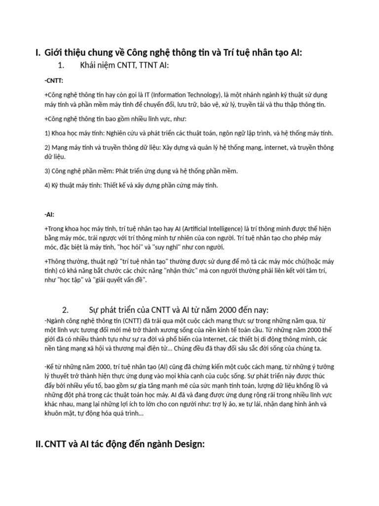Giới thiệu chung về CNTT và AI | PDF