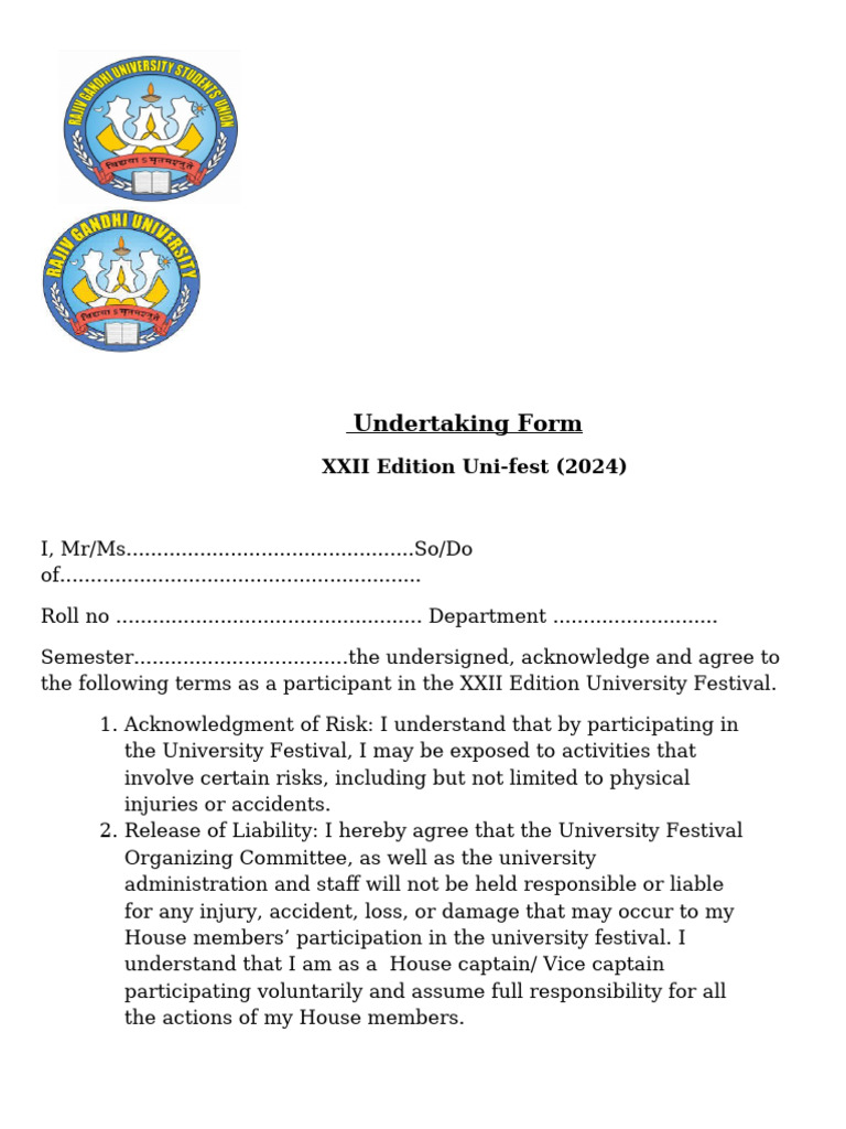 Undertaking Form | PDF | Law