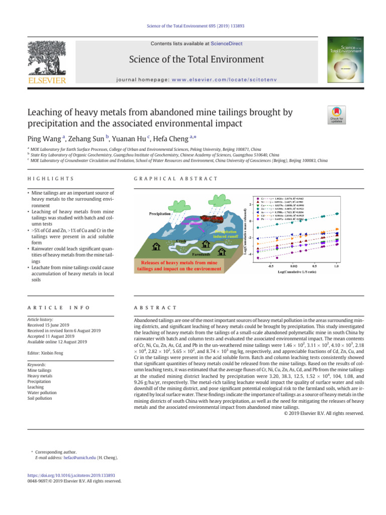 Heavy Metal Leaching from Mine Tailings | PDF | Mining | Zinc