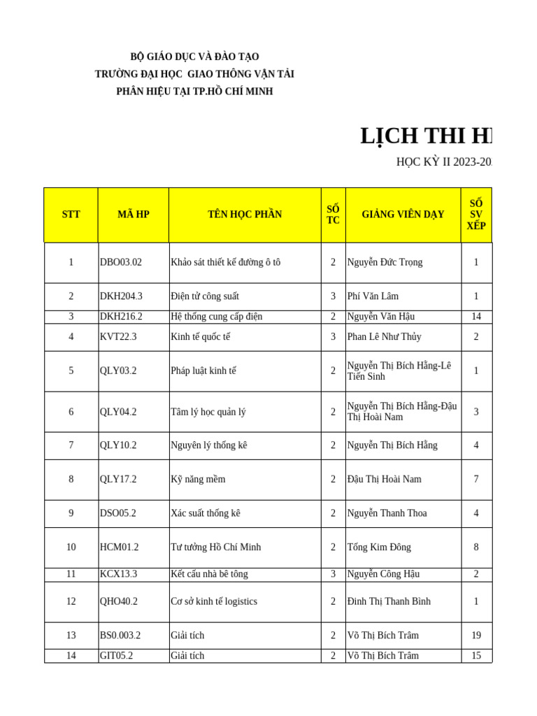 lịch thi hk2 2023-2024 170424 (dự kiến) | PDF
