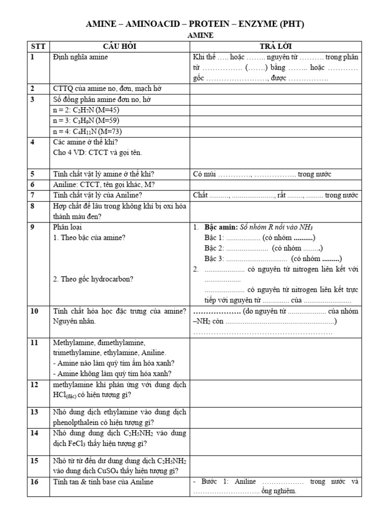 PHT - Chu de 3 - Amin-Aminoaxit-protein | PDF