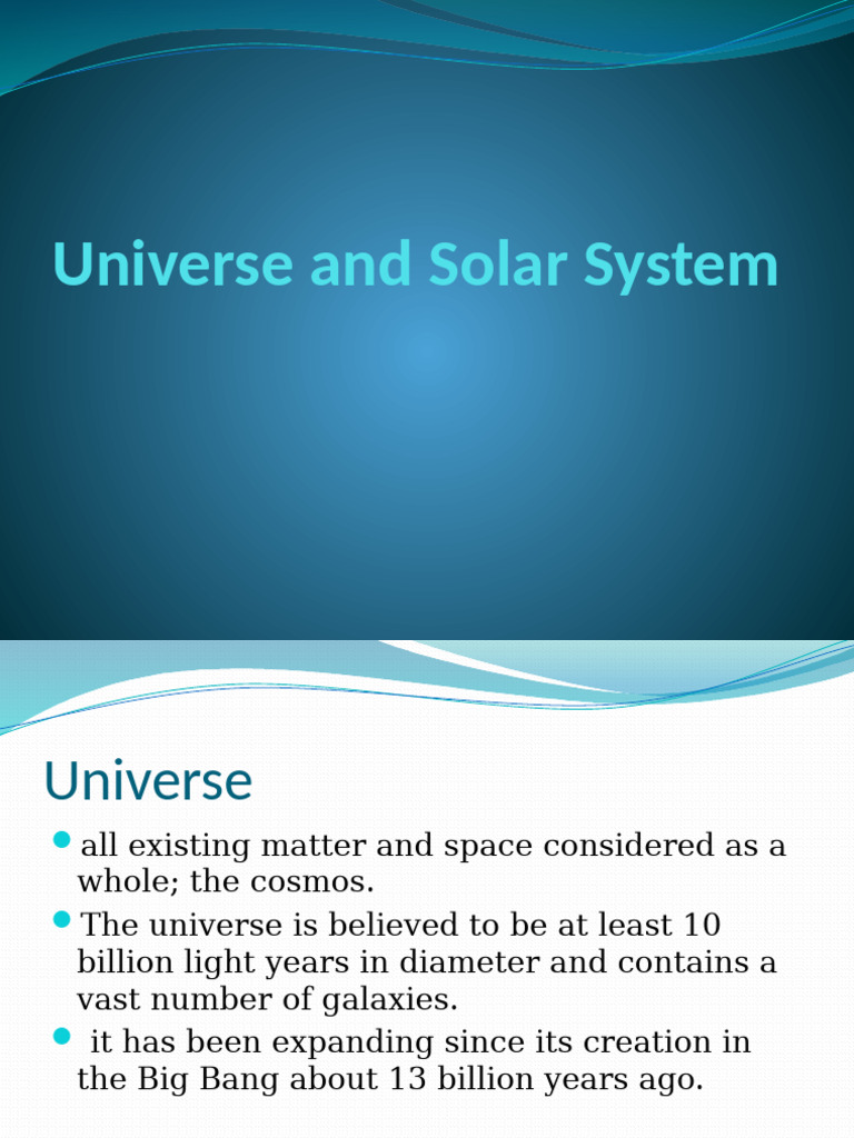 Universe and Solar System | PDF | Planets | Solar System
