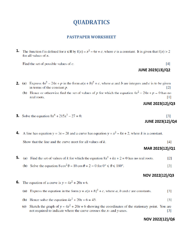 Quadratics PP | PDF