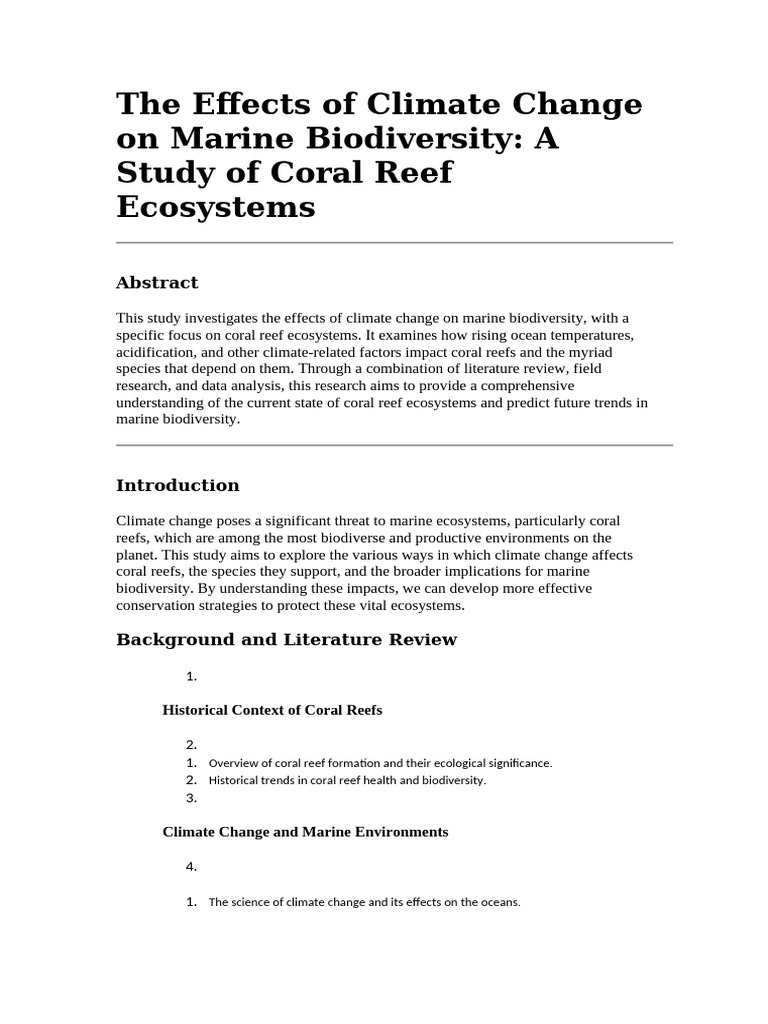 The Effects of Climate Change On Marine Biodiversity | PDF | Wellness ...