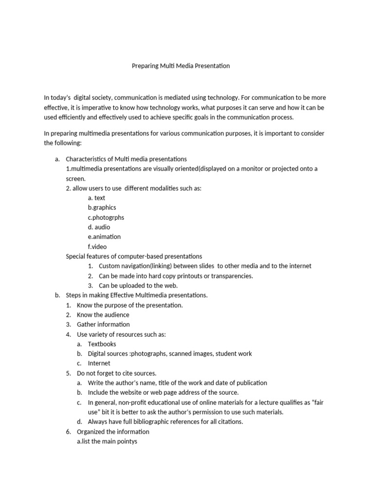 Preparing Multi Media Presentation | PDF | Multimedia | Communication