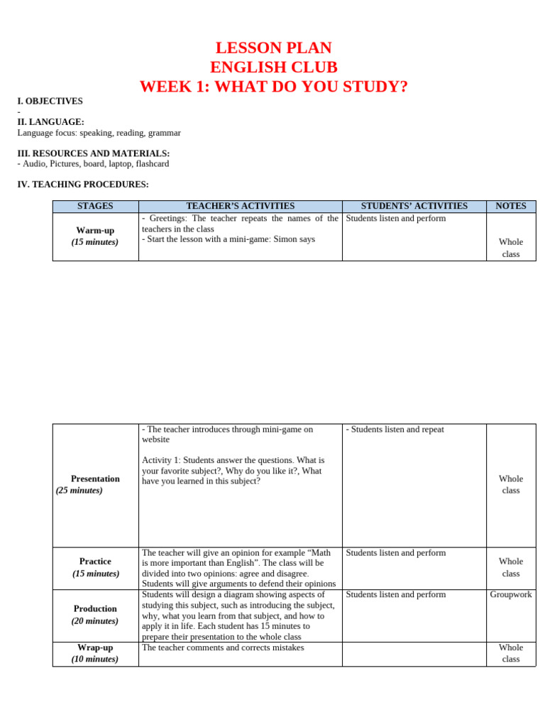 KET.T7.CN - WEEK1 (Sat) | PDF | Language Arts & Discipline