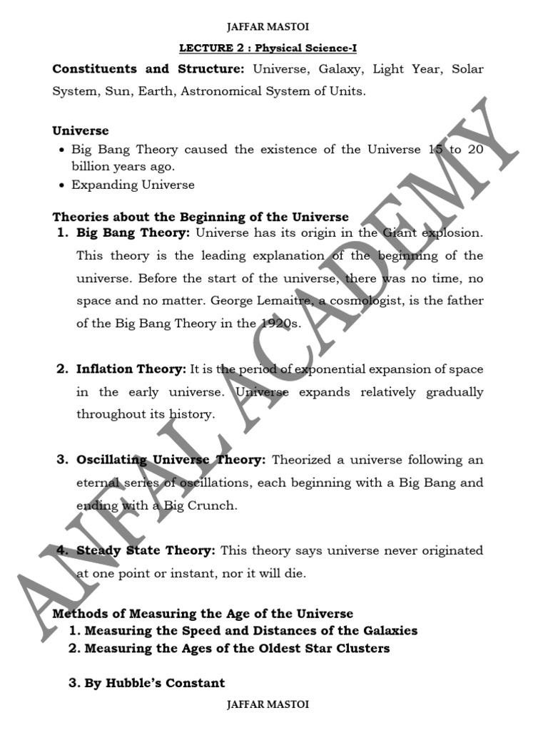 Lecture-2 Physical Science-I | PDF | Planets | Solar System
