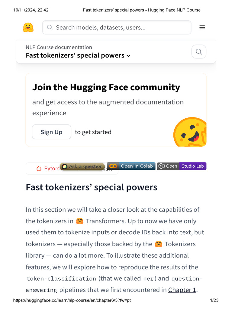 Fast Tokenizers' Special Powers - Hugging Face NLP Course | PDF | Artificial Intelligence ...