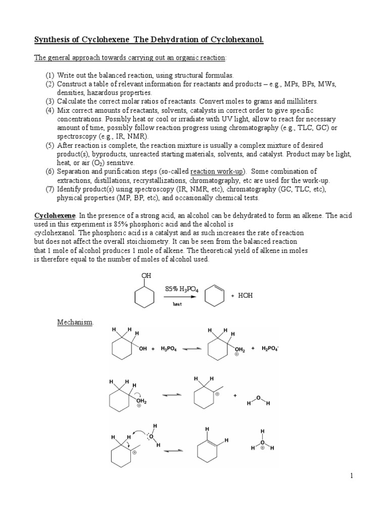 Cyclohexene Synthesis via Dehydration | PDF | Gas Chromatography ...
