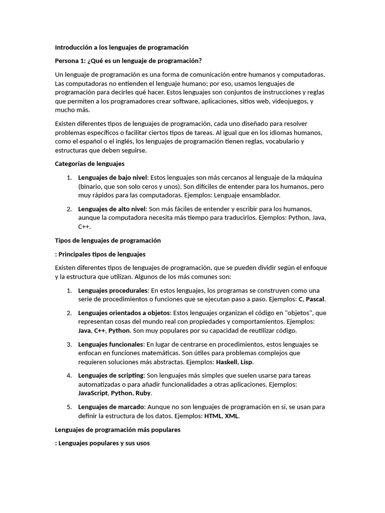 Introducción A Los Lenguajes de Programación | PDF | Lenguaje de ...