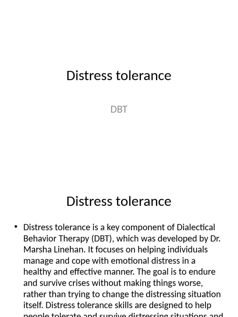 Distress Tolarence Final DBT | PDF | Dialectical Behavior Therapy ...