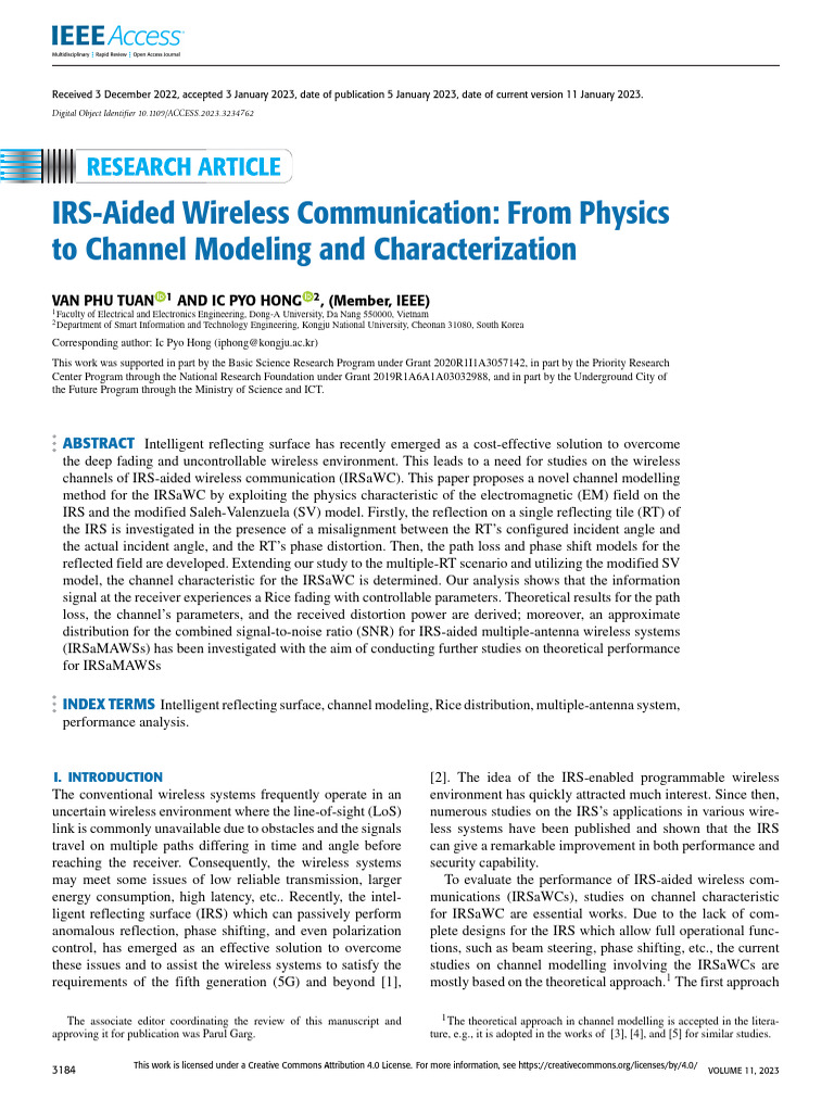 IRS-Aided Wireless Channel Modeling | PDF | Antenna (Radio) | Signal To Noise Ratio