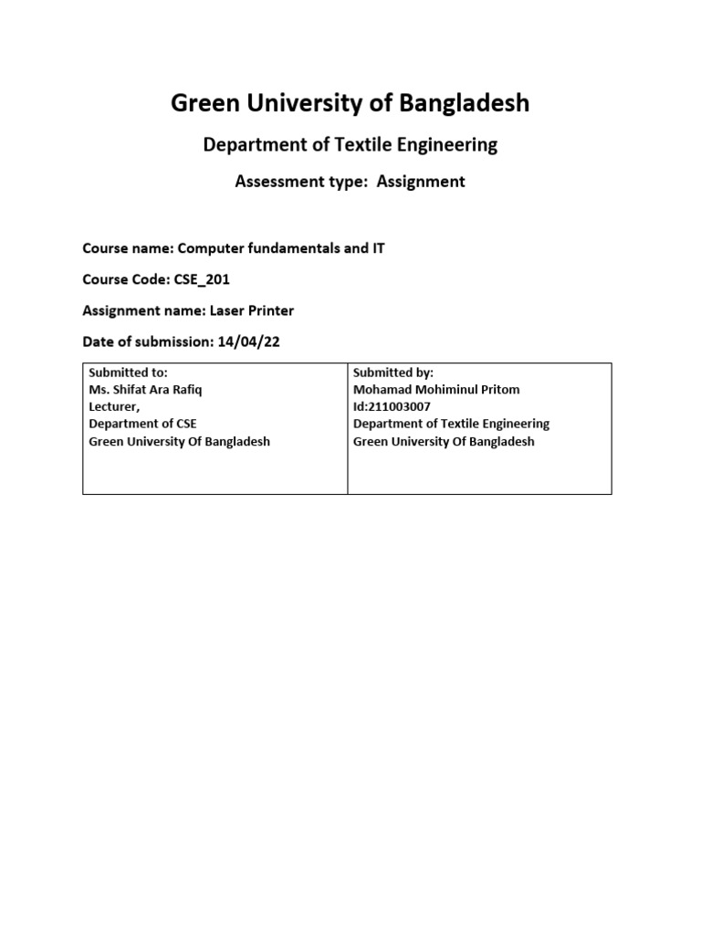 Cse Assignment | PDF | Printer (Computing) | Computing