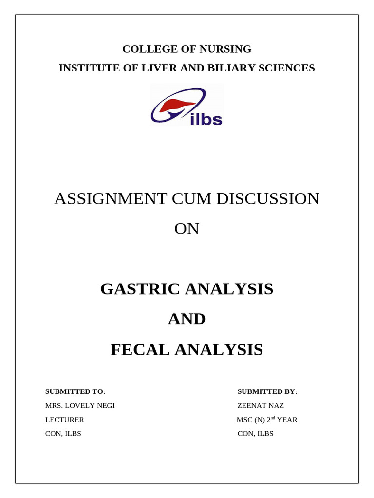 Gastric Analysis: Procedures and Insights | PDF | Stomach | Human Feces